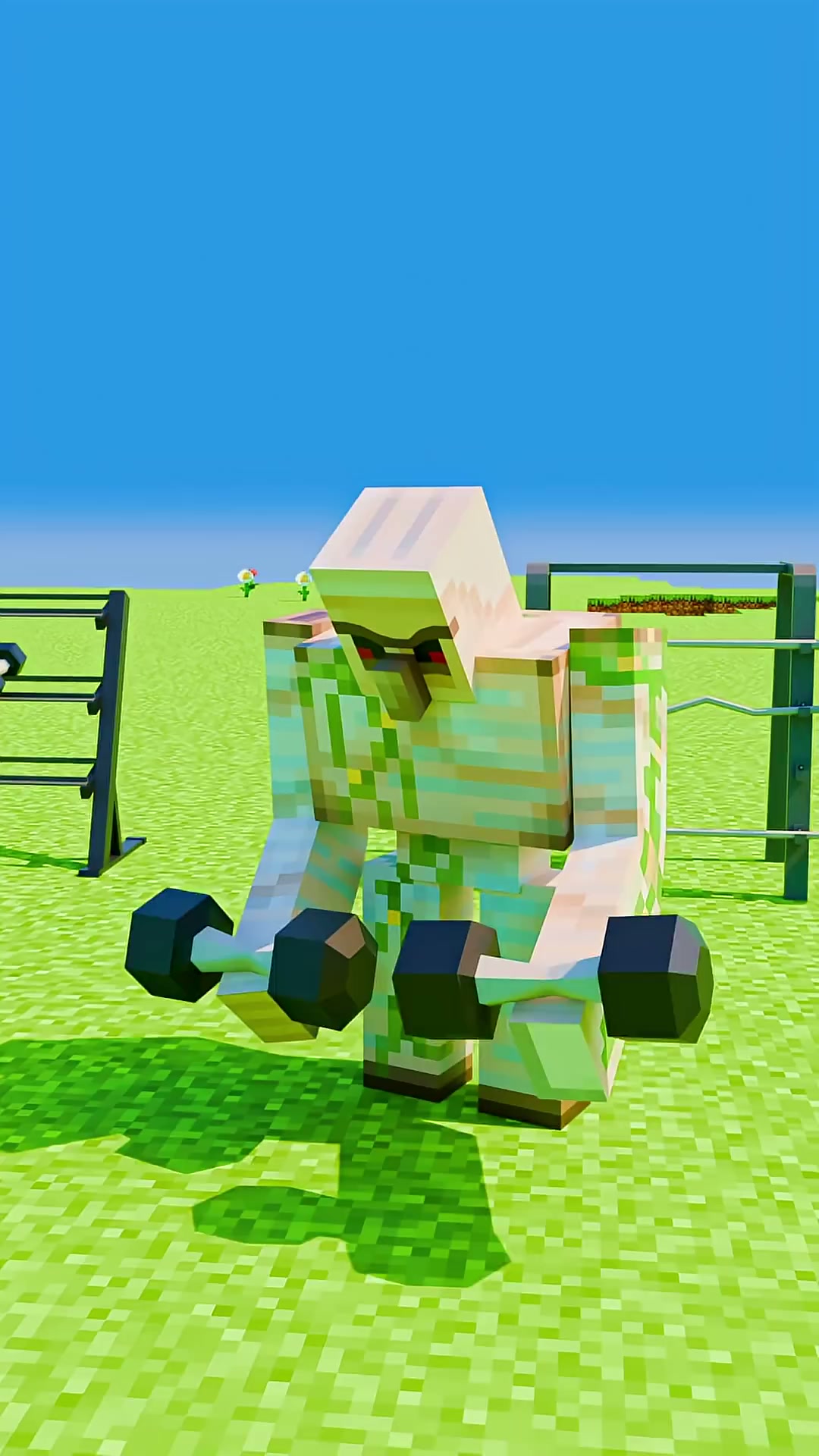 Minecraft iron golem vs girl golem and buffed villager satisfying 3D ...