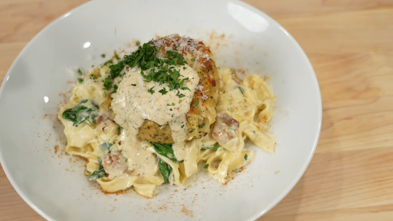 Anyone can make Maryland-style crab cakes with homemade pasta at home