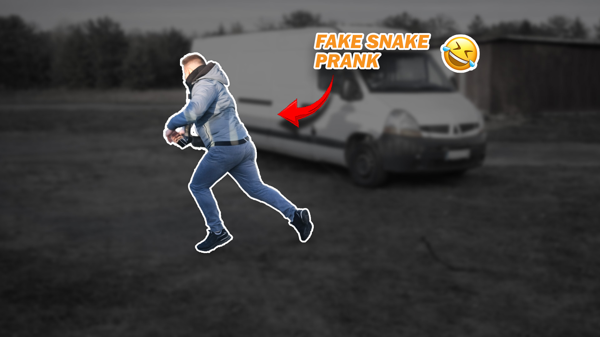 A funny moment when pranked with a fake snake