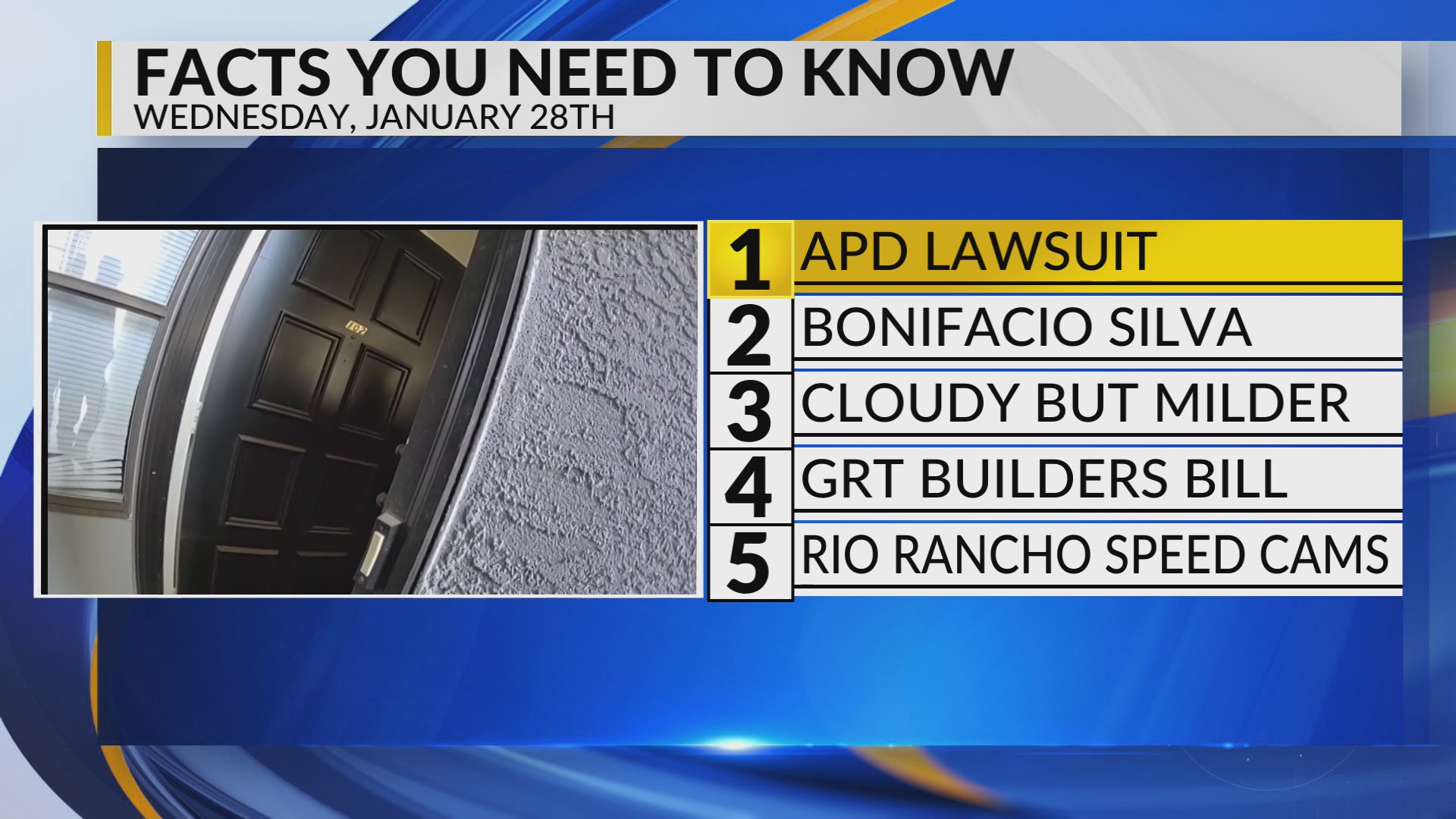 KRQE newsfeed: APD lawsuit, facing federal charges, cloudy and mild ...