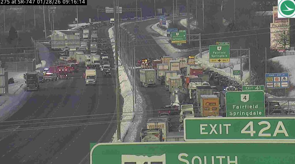 Crashes, black ice close I-275, I-75 in Hamilton County