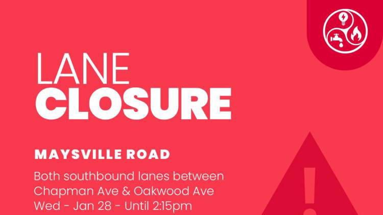 Lane closures on Maysville Road for water line repairs