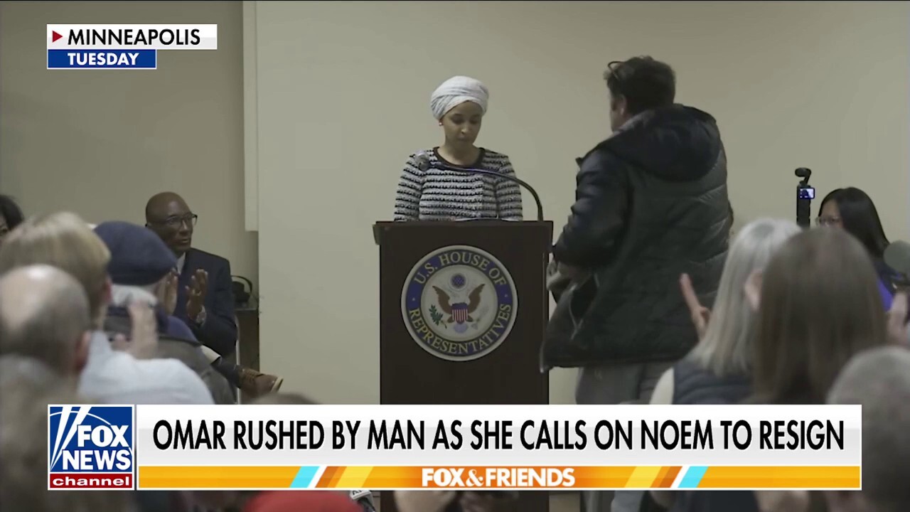 Rep. Ilhan Omar sprayed with unknown liquid at Minnesota town hall