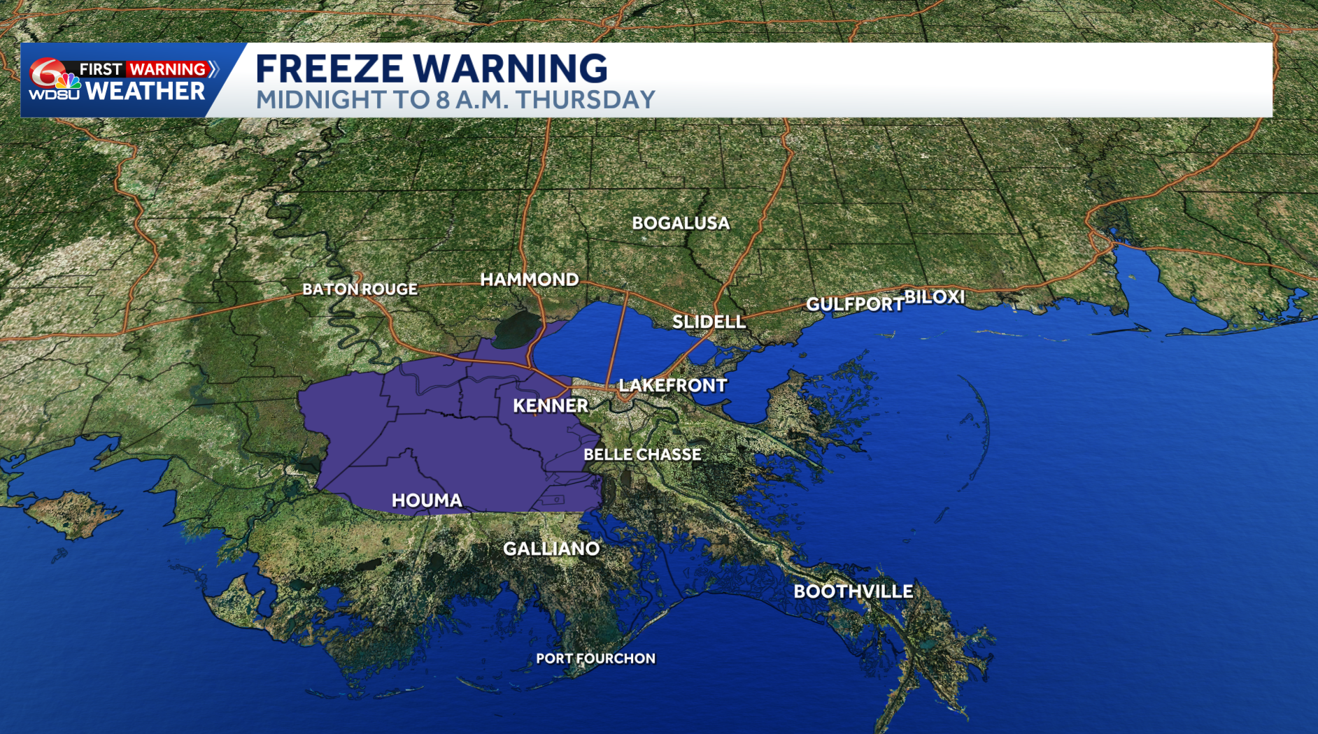 Freeze warning issued for River and Bayou parishes