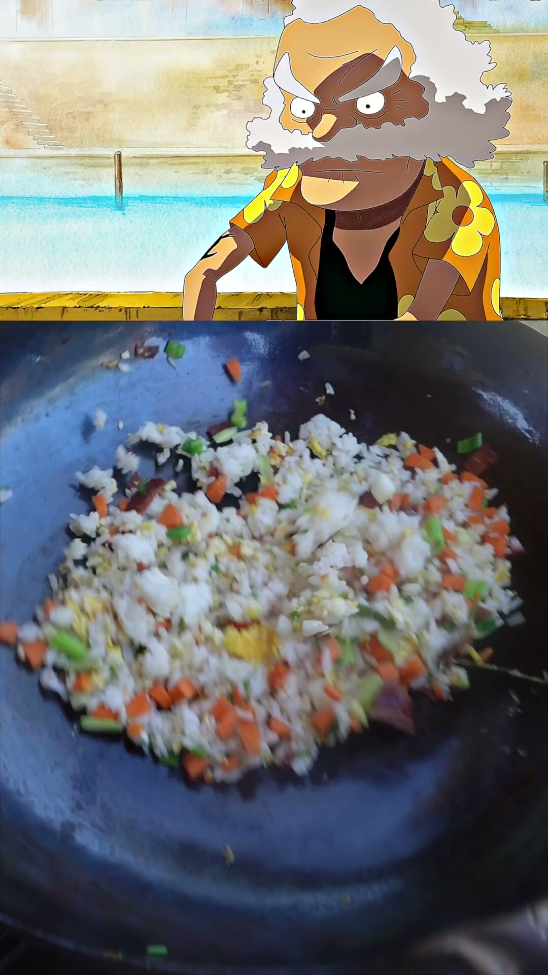 One Piece Banban fried rice: Cook like a pirate!🍚🏴‍☠️ #shorts #anime