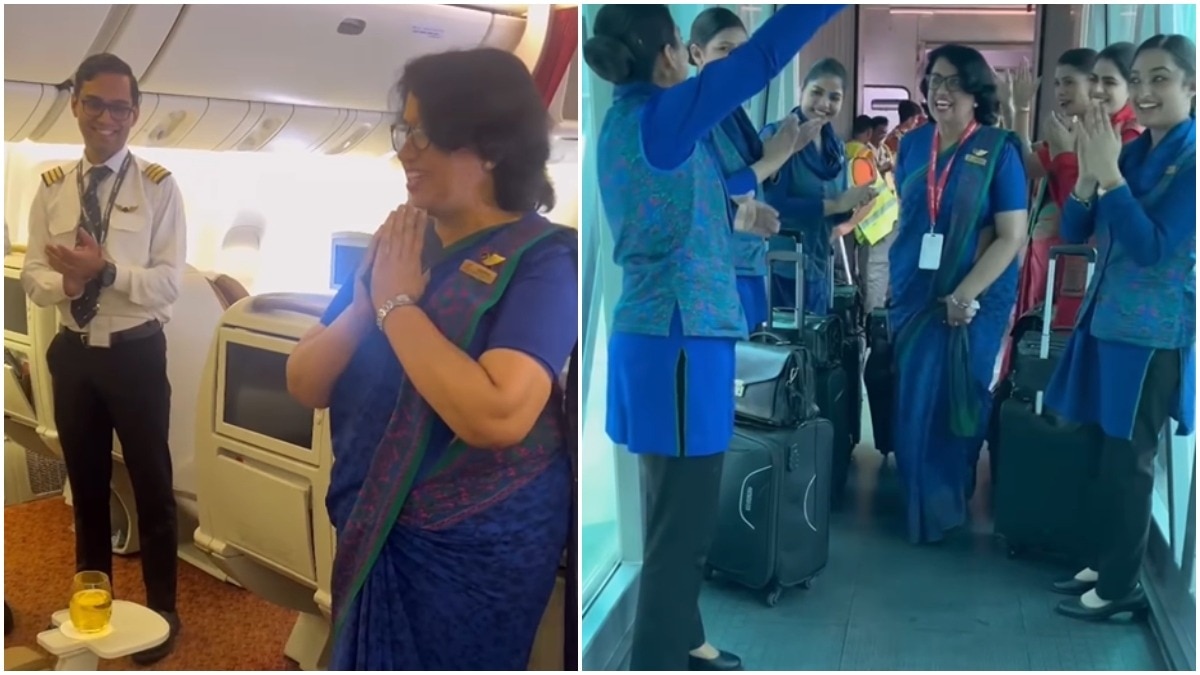 Air India air hostess retires after 35 years, daughter records ...