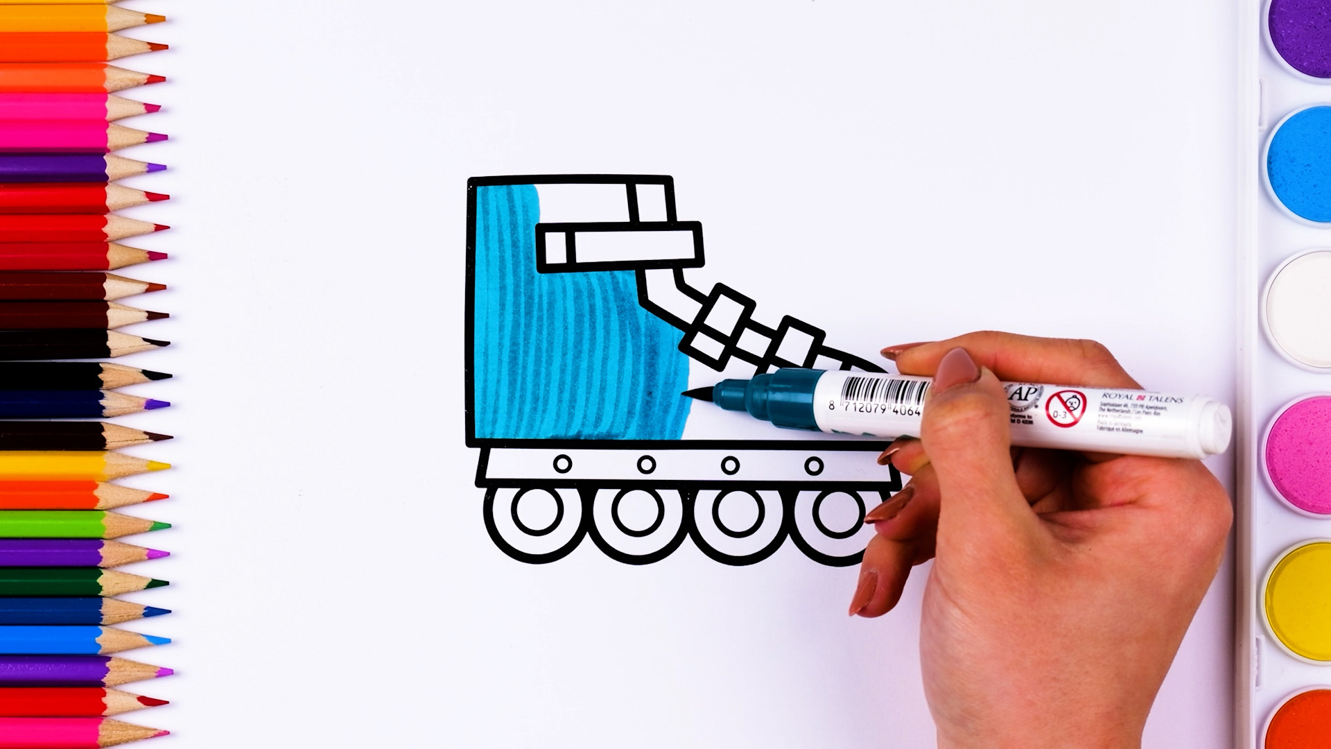 Roller skates drawing | Coloring in for kids