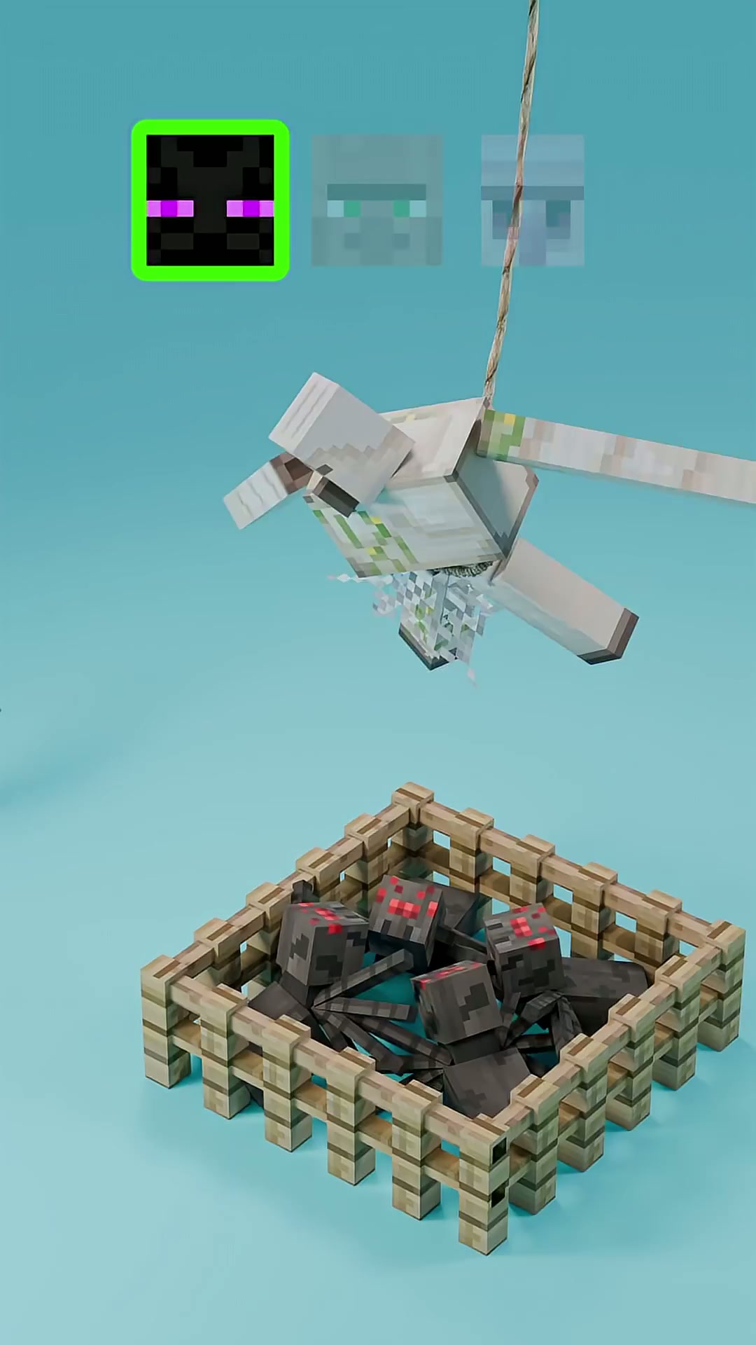 Golem vs. spiders 3D mob epic rescue fluid & cloth simulation