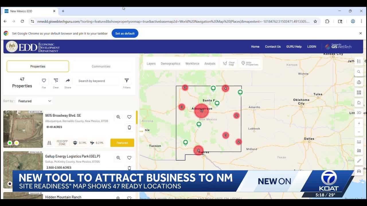 New Mexico unveils online map to aid business development