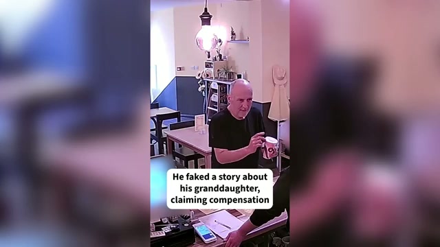Grandfather caught on CCTV faking injury from milkshake cup