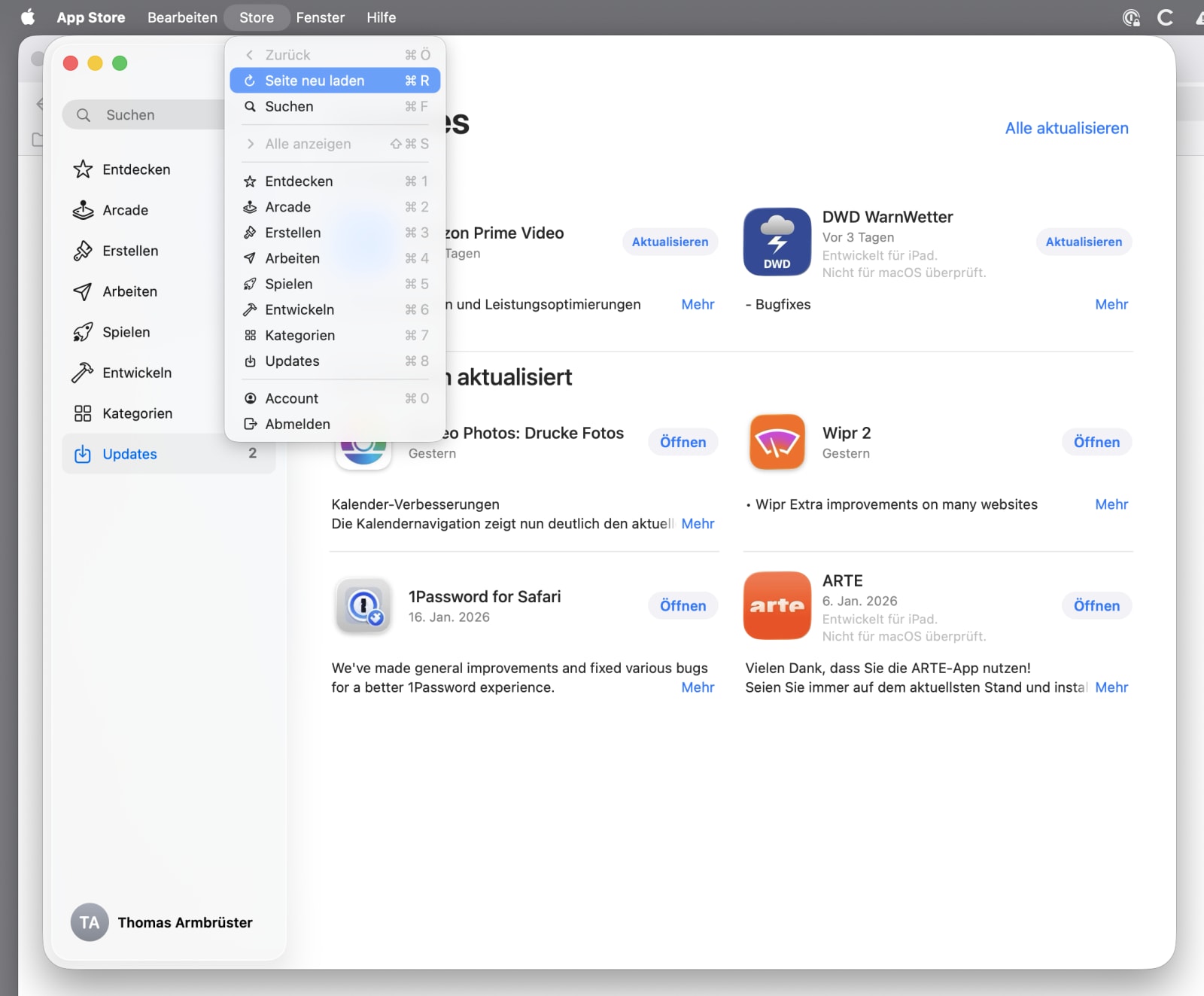 Apps aus dem App-Store aktualisieren