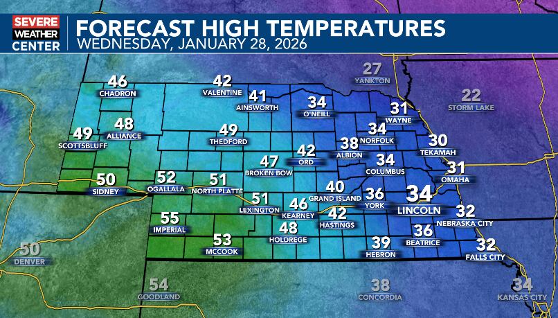 Warmer today, colder with snow possible tomorrow