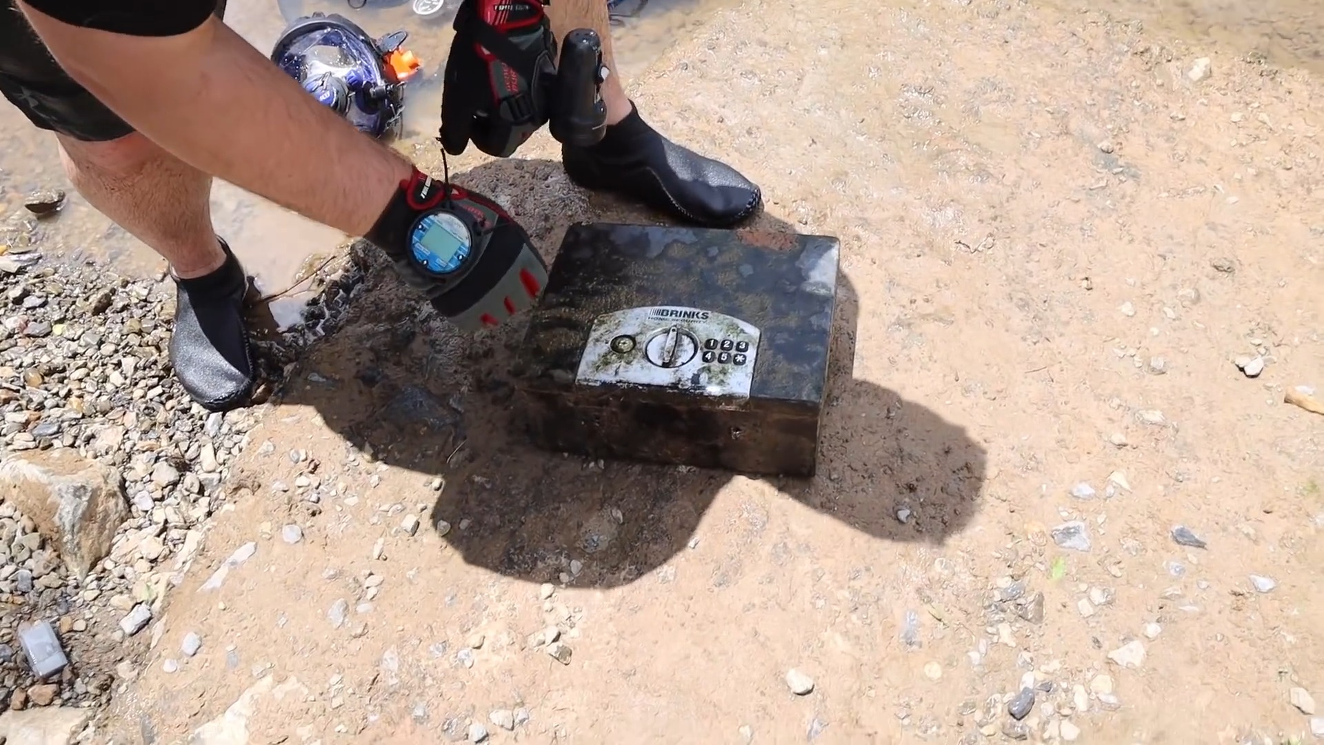 A safe emerged from the river... curiosity turned serious