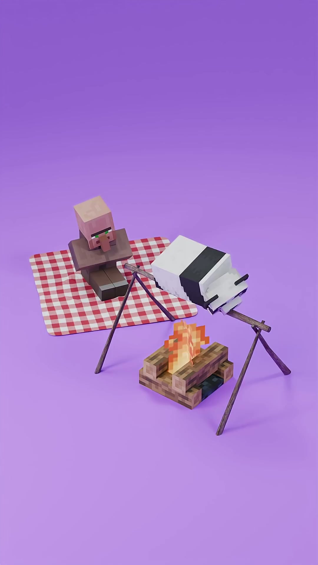 Minecraft iron golem vs villager and piglin hero saves baby panda!