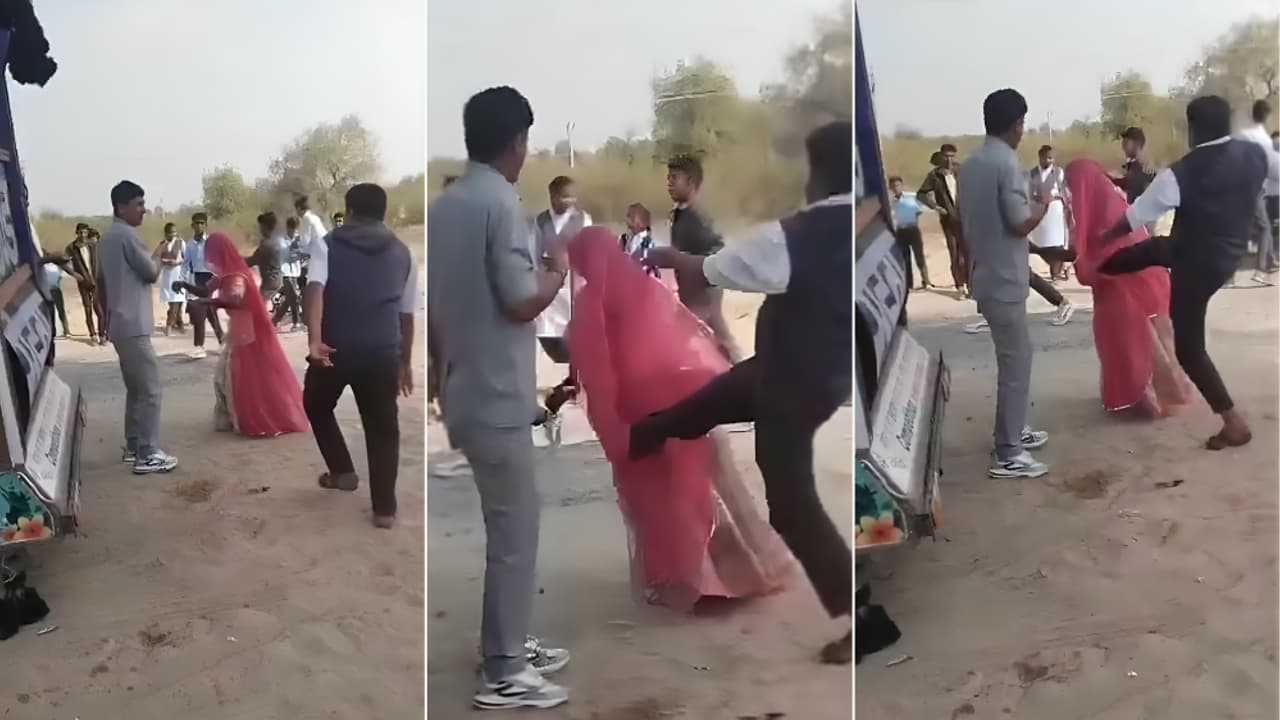 Rajasthan SHOCKER! Man kicks woman dancing to DJ at public event, crowd ...
