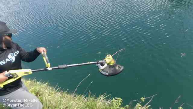 DIY weed eater fishing rod challenge! Big fish!