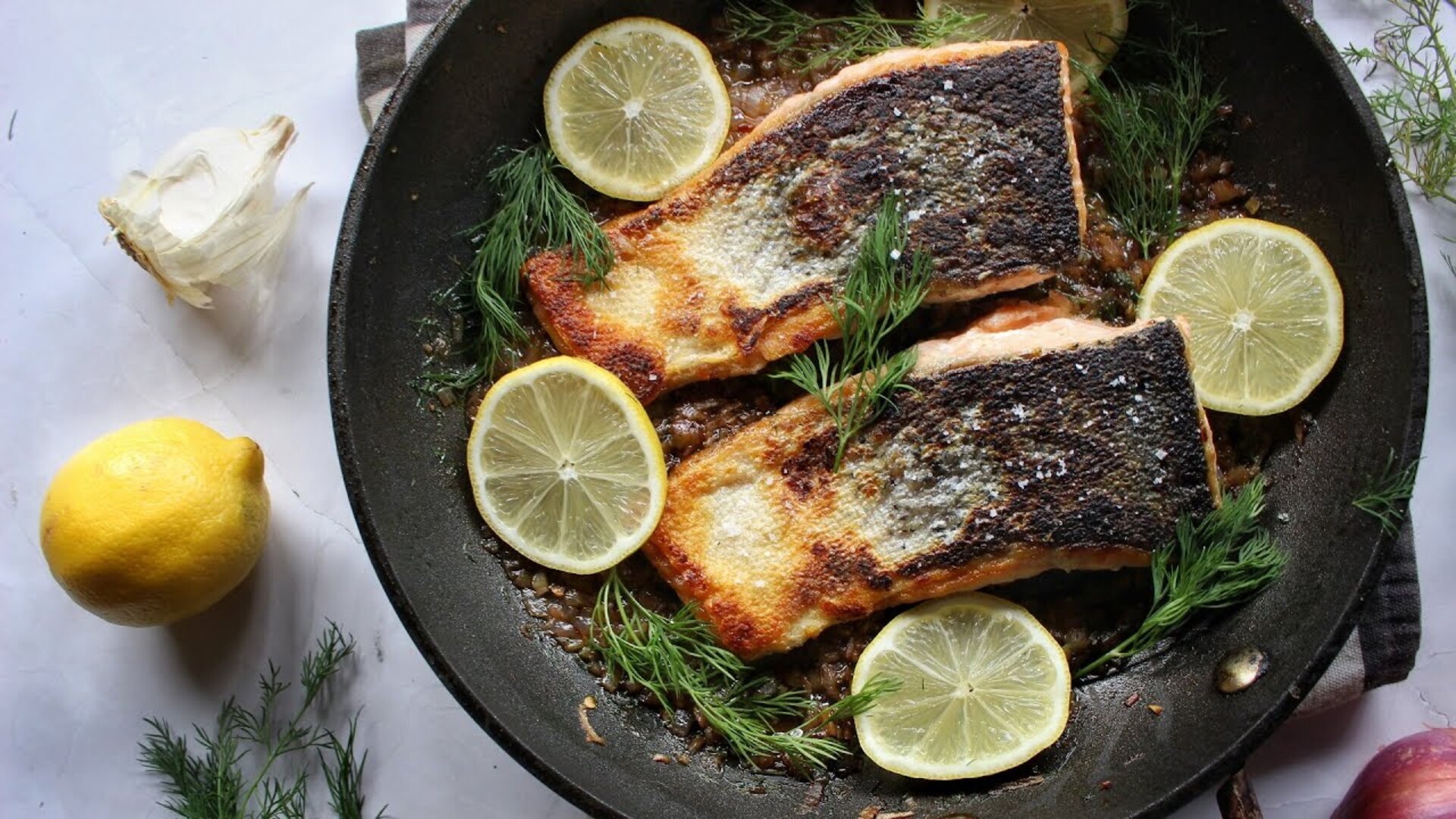 Herby lemon butter fish skillet recipe