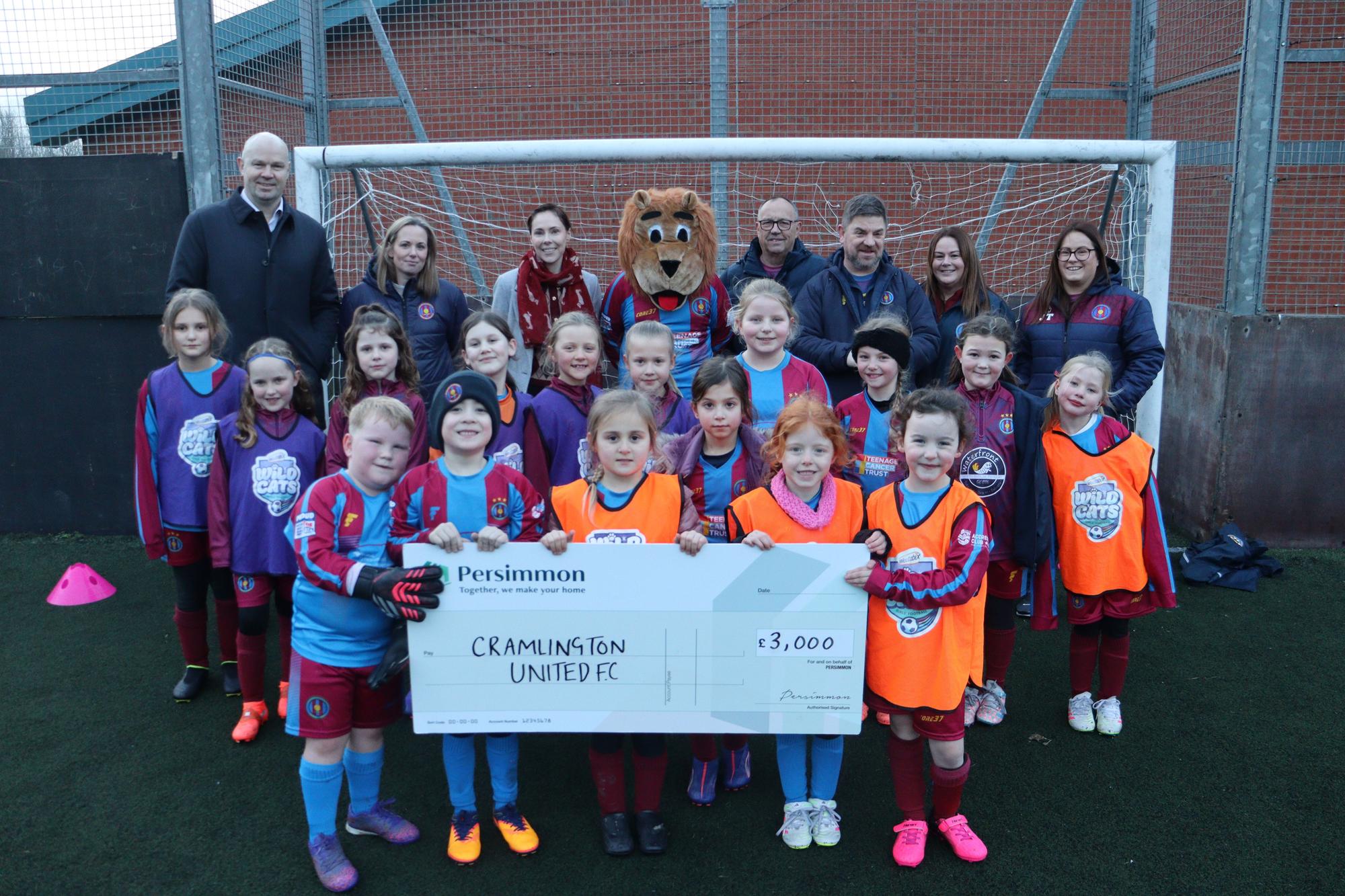 Cramlington football club scores after receiving donation from housebuilder