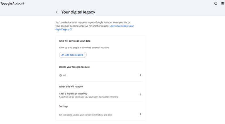 How to share your Google account after you die