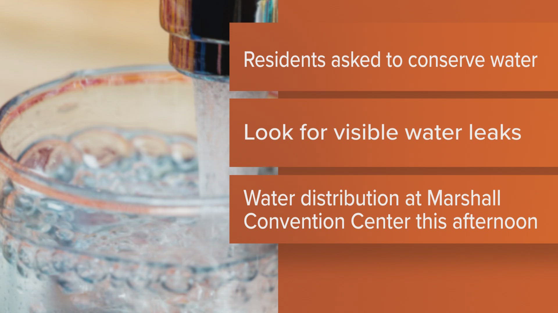 Distribution to be held in Marshall due to water issue