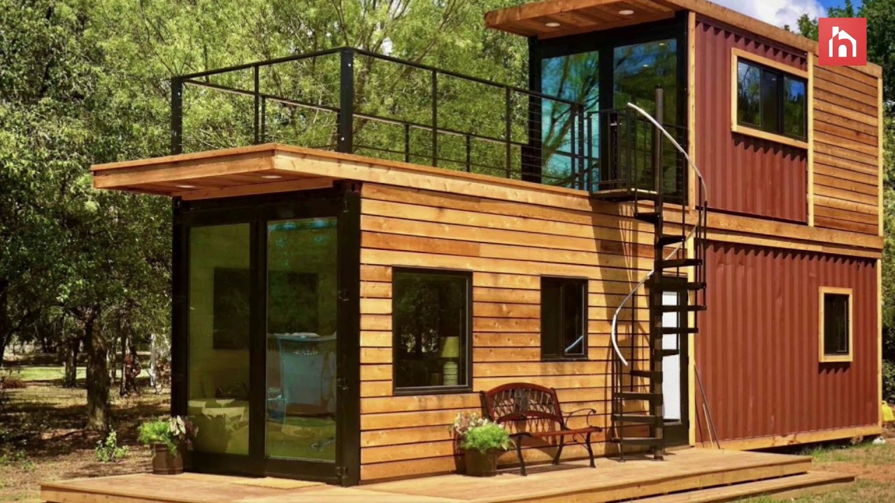 Tiny shipping container home with rooftop deck