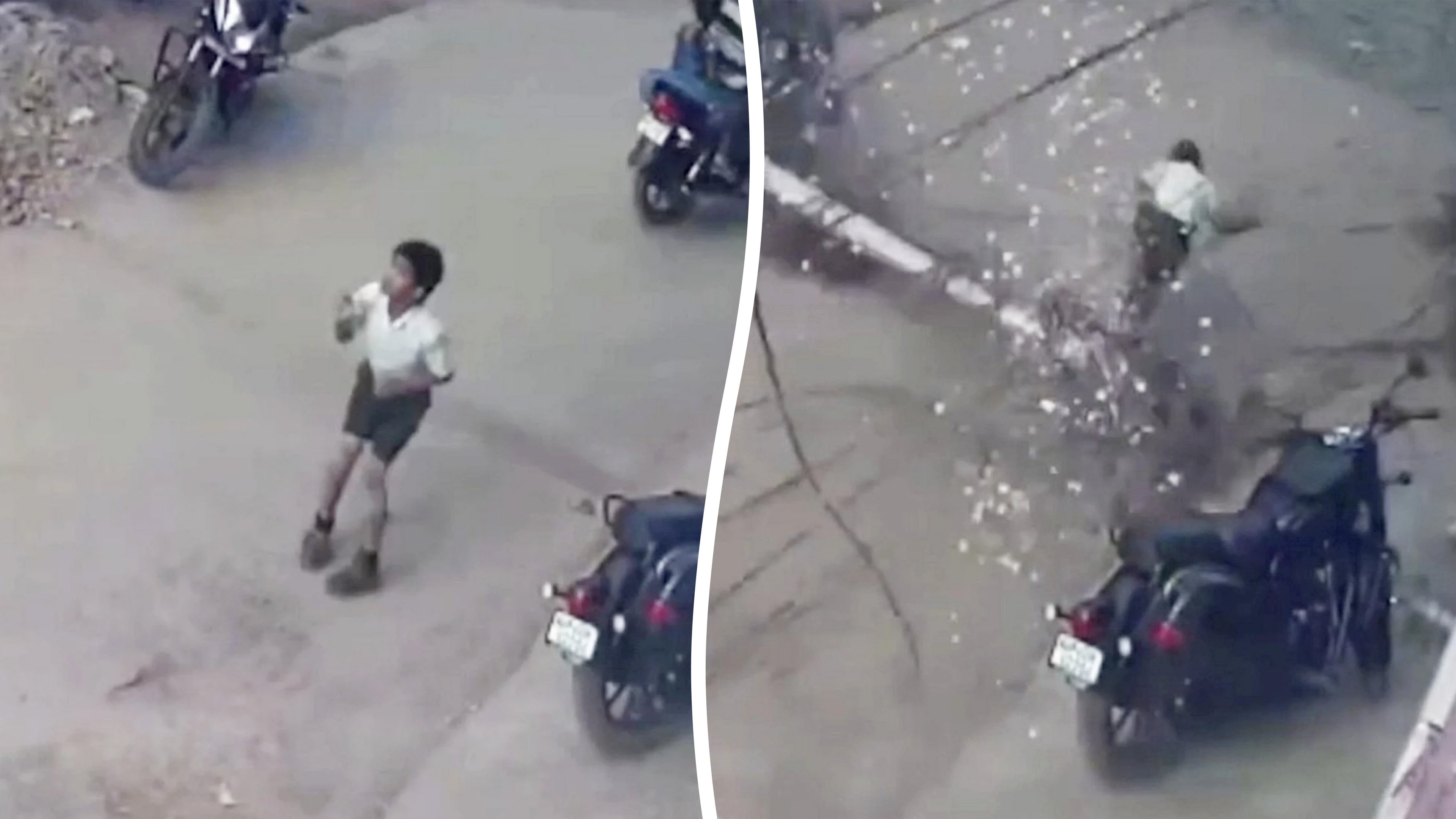 Schoolboy cheats death as huge electric pole crashes to the ground ...