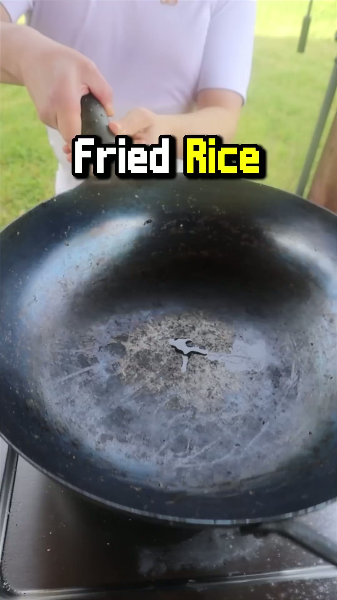 Little guy, big wok: Bacon & egg fried rice perfection! #shorts