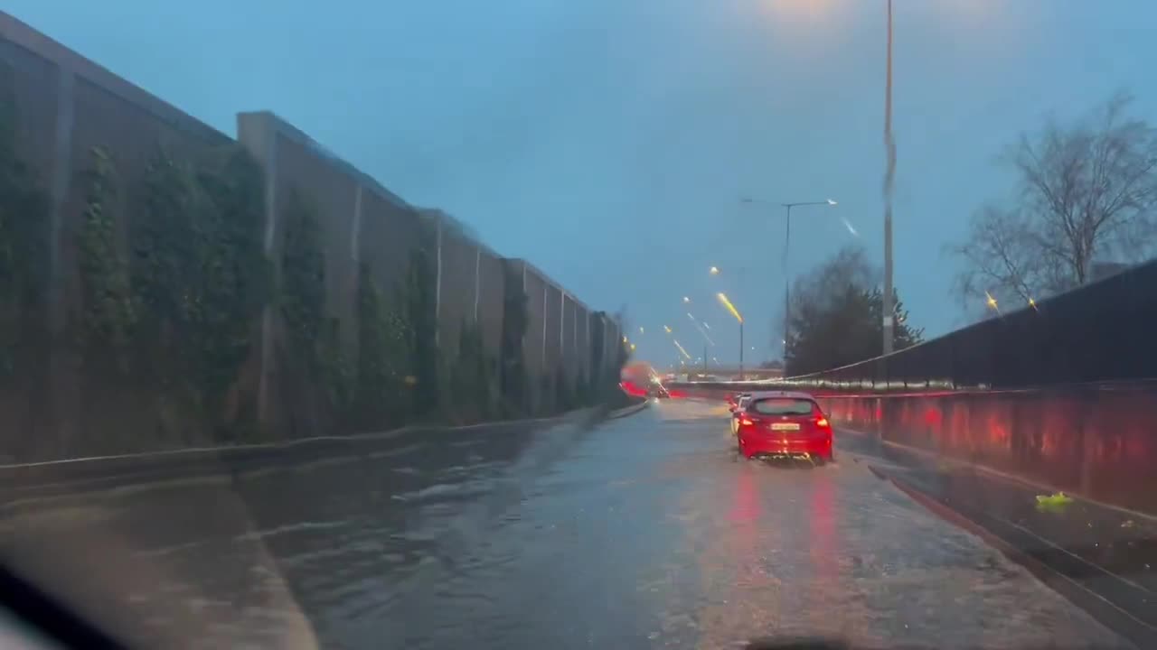 Intense M50 flooding causes traffic disruption during Storm Chandra in ...