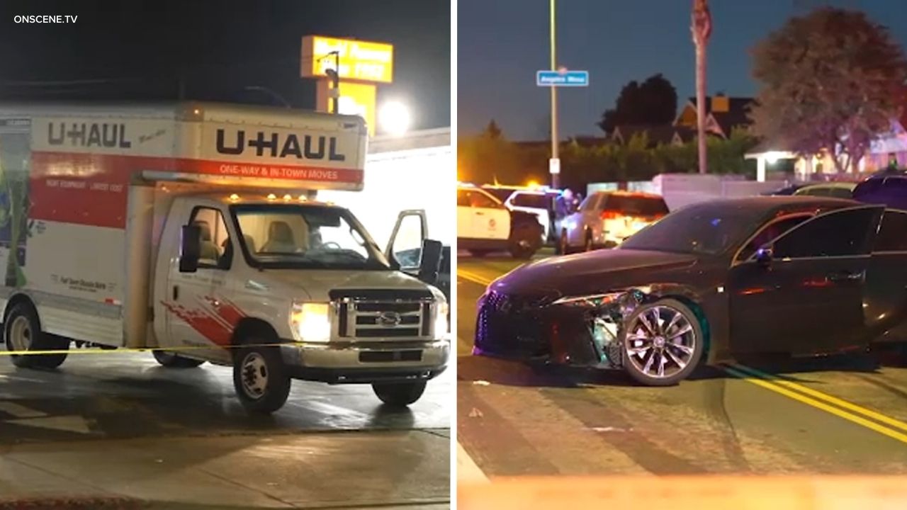 Burglary suspects abandon U-Haul, crash in getaway car during LA chase