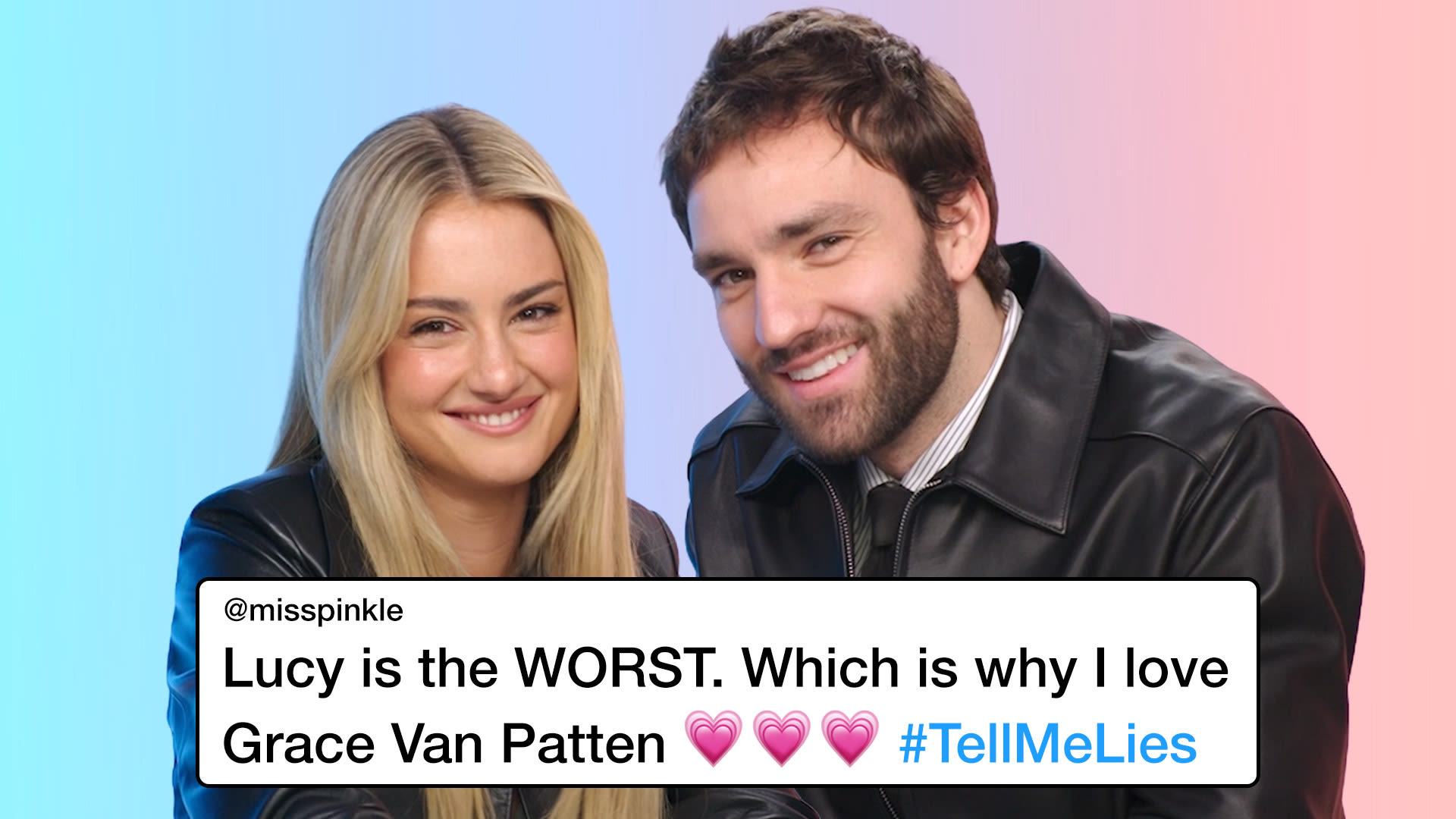 Grace Van Patten & Jackson White compete in a compliment battle