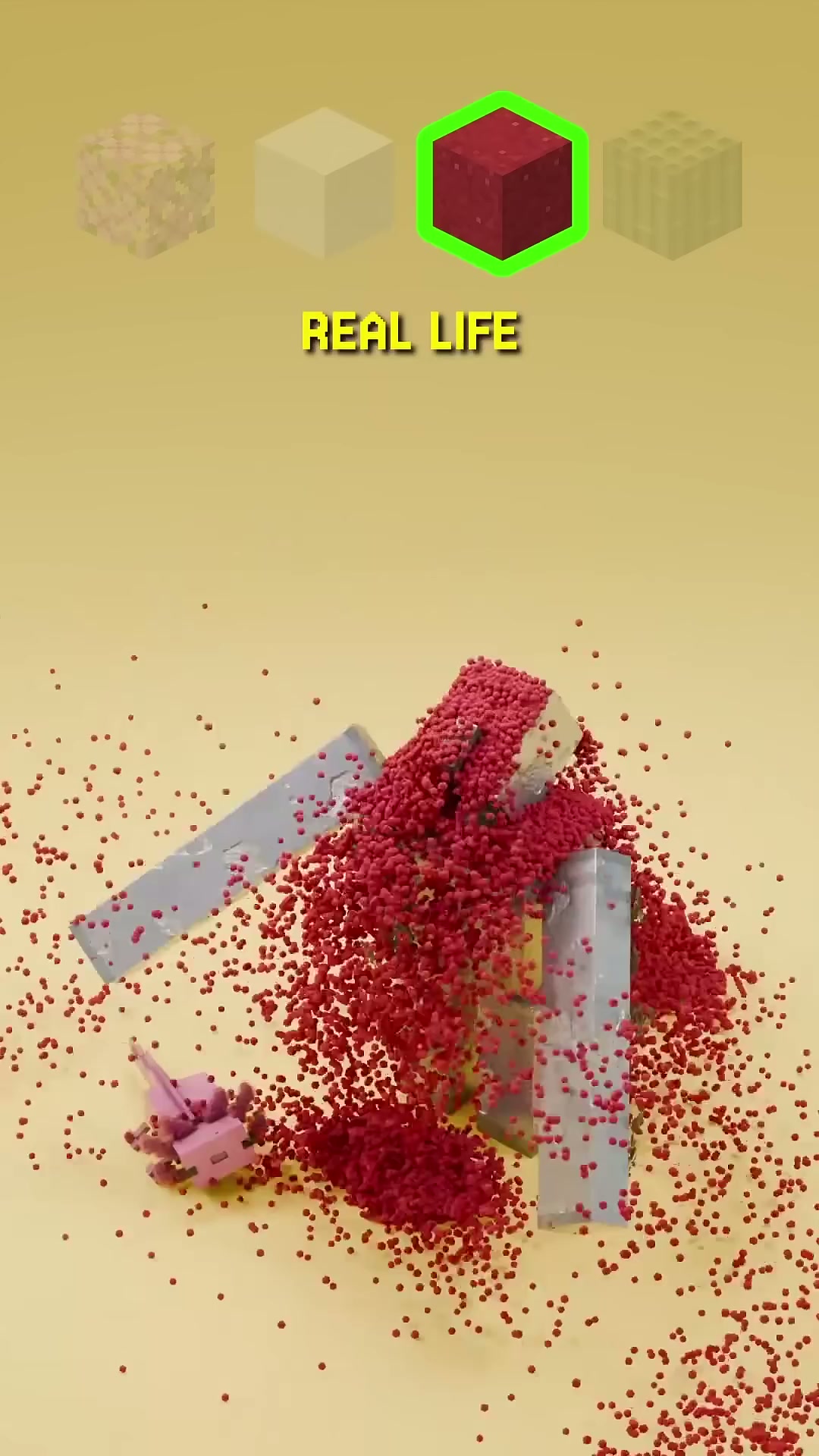 Minecraft iron golem vs real life satisfying 3D cloth and fluid simulation