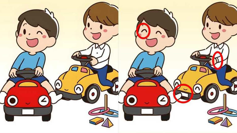 Spot the differences between kids playing with toy car pictures in 29 ...