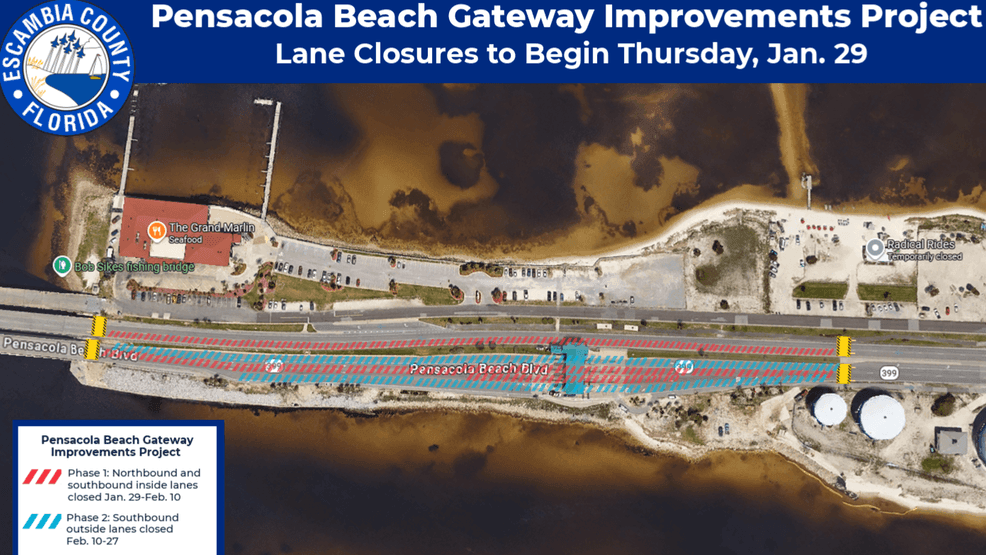 Pensacola Beach Boulevard lane closures begin Thursday for toll plaza ...