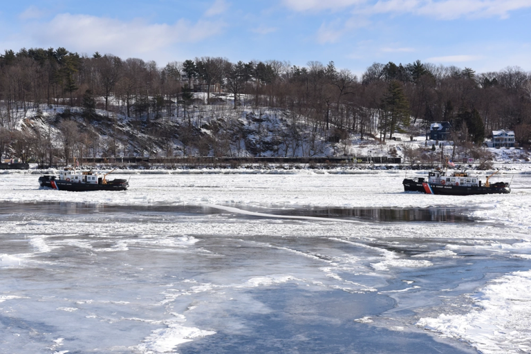 See it: Coast Guard cutter frees NYPD vessel from icebound Hudson River