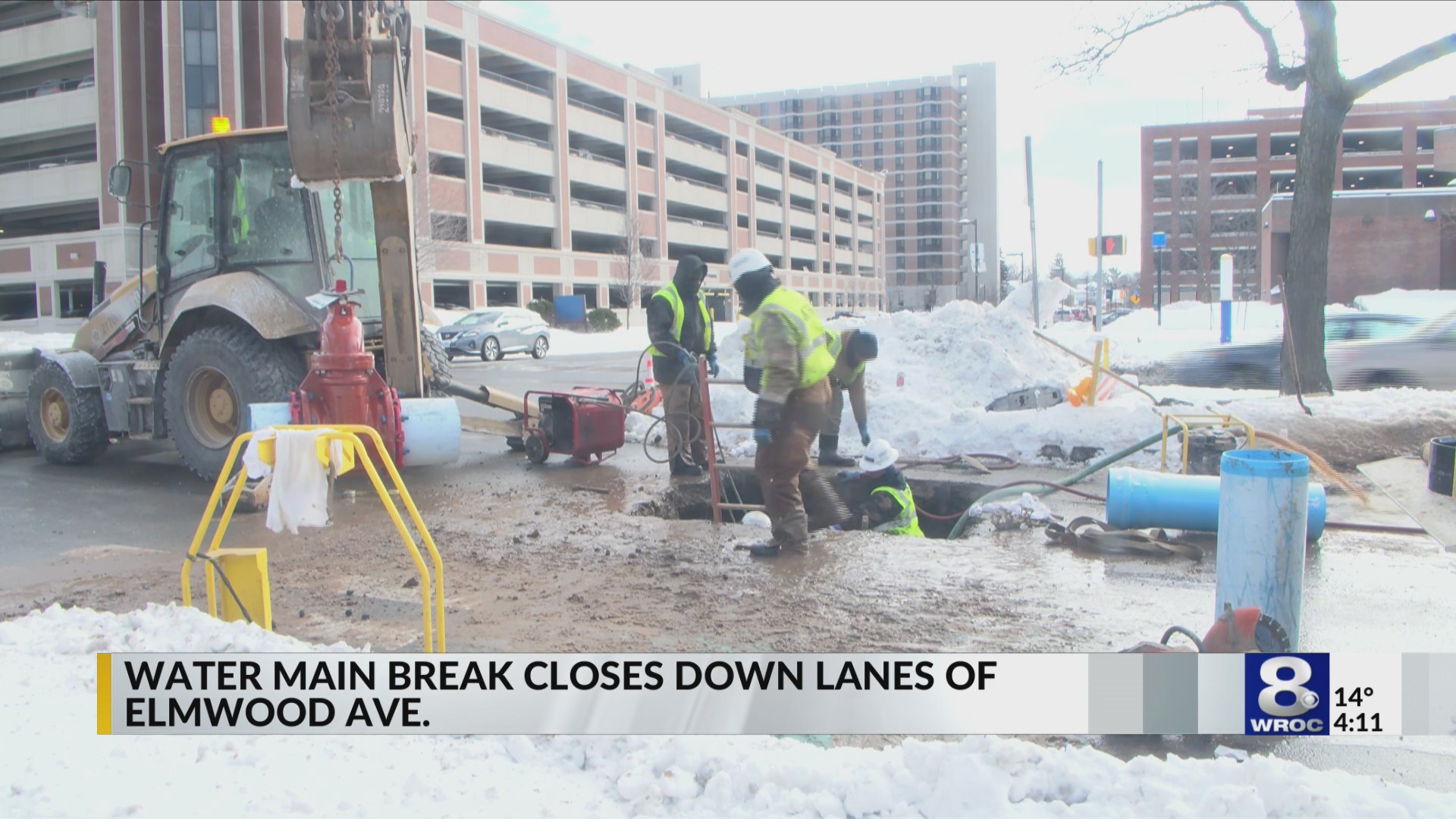 Water main repair on Elmwood Ave. closes lanes near Strong Hospital