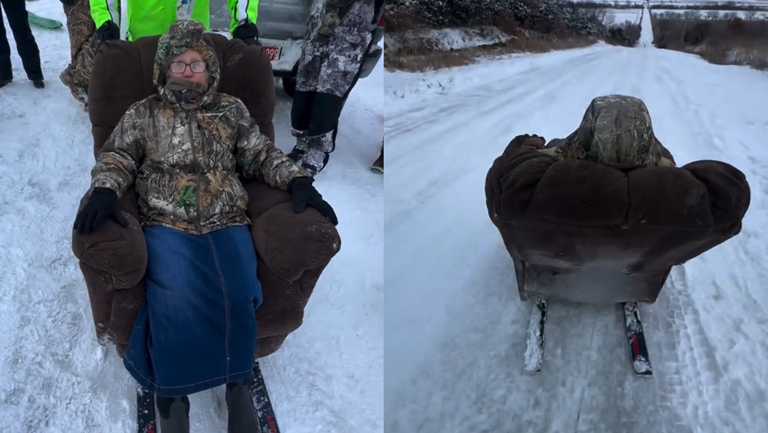 'I hope the hip is good!': 71-years-young grandma sleds down a big ...
