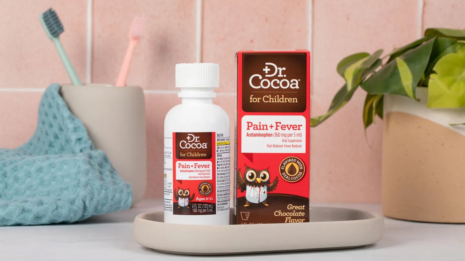 This chocolate-flavored fever reducer helps kids combat cold symptoms
