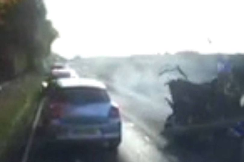 Moment 'stupid' driver's car 'cartwheels' after overtaking 15 before ...