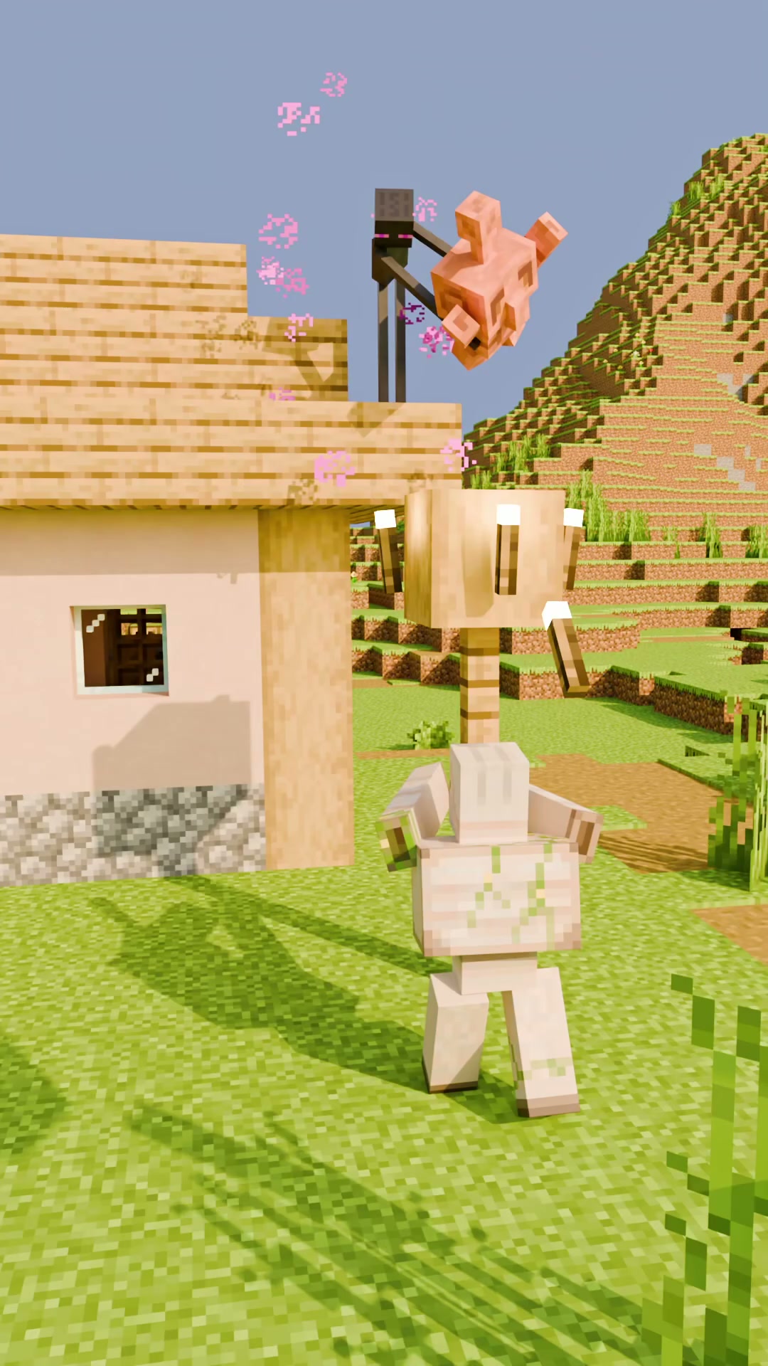 Minecraft menace Enderman vs copper golem and iron golem with a twist!