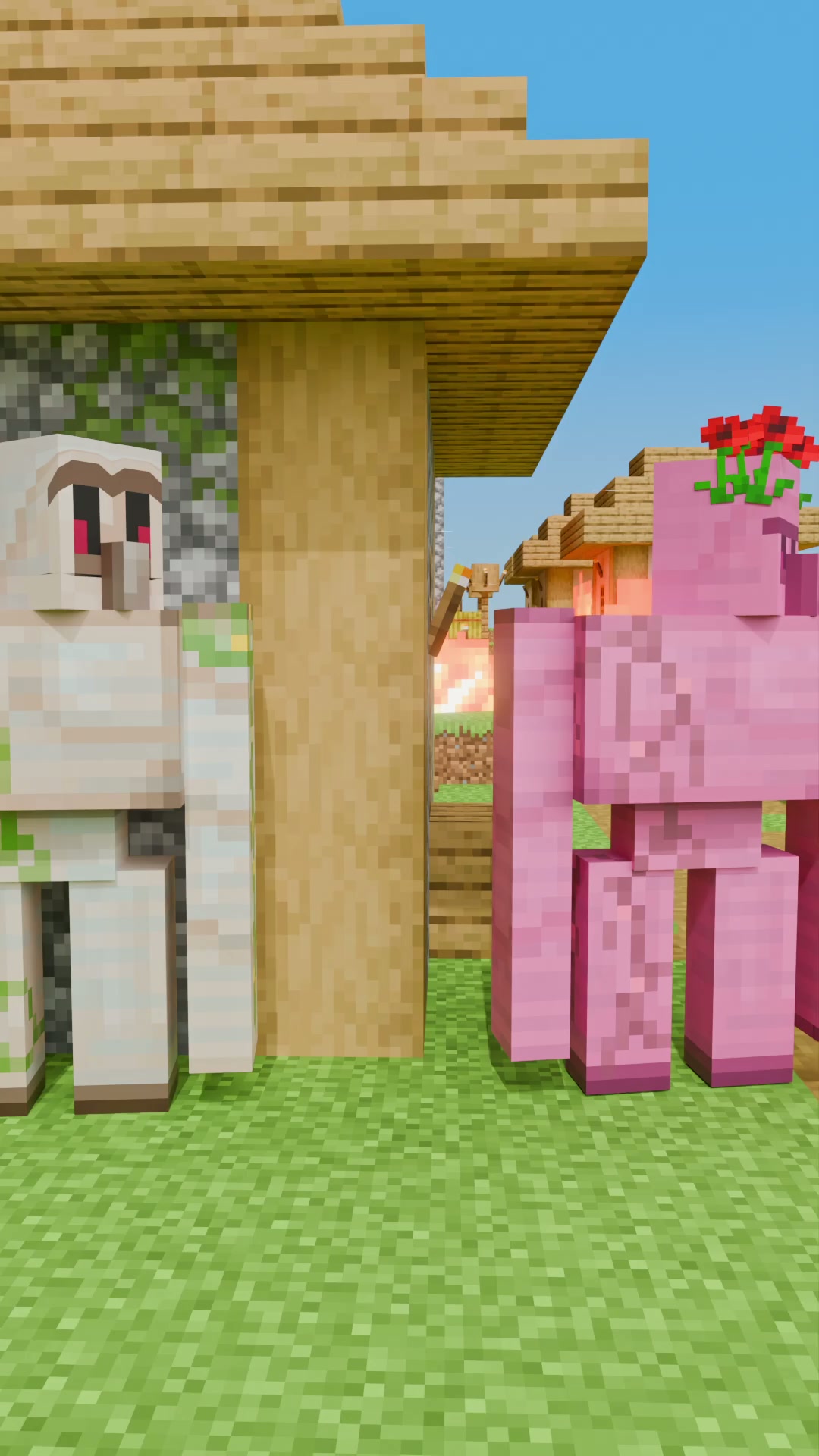 Minecraft Evil Steve versus Iron Golem satisfying 3D simulation