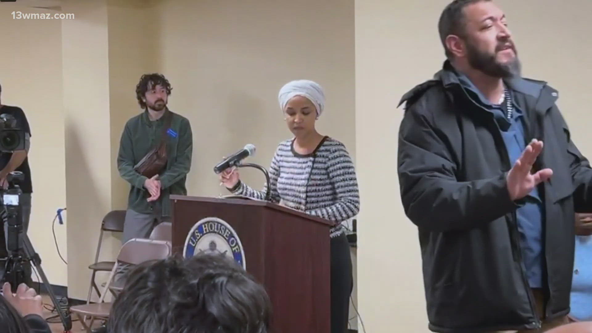 Ilhan Omar gets sprayed with unknown substance at town hall event, man ...