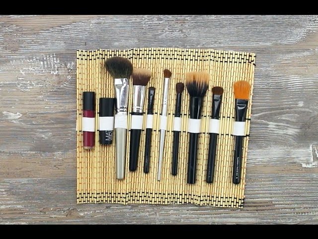 DIY makeup brush roll organizer