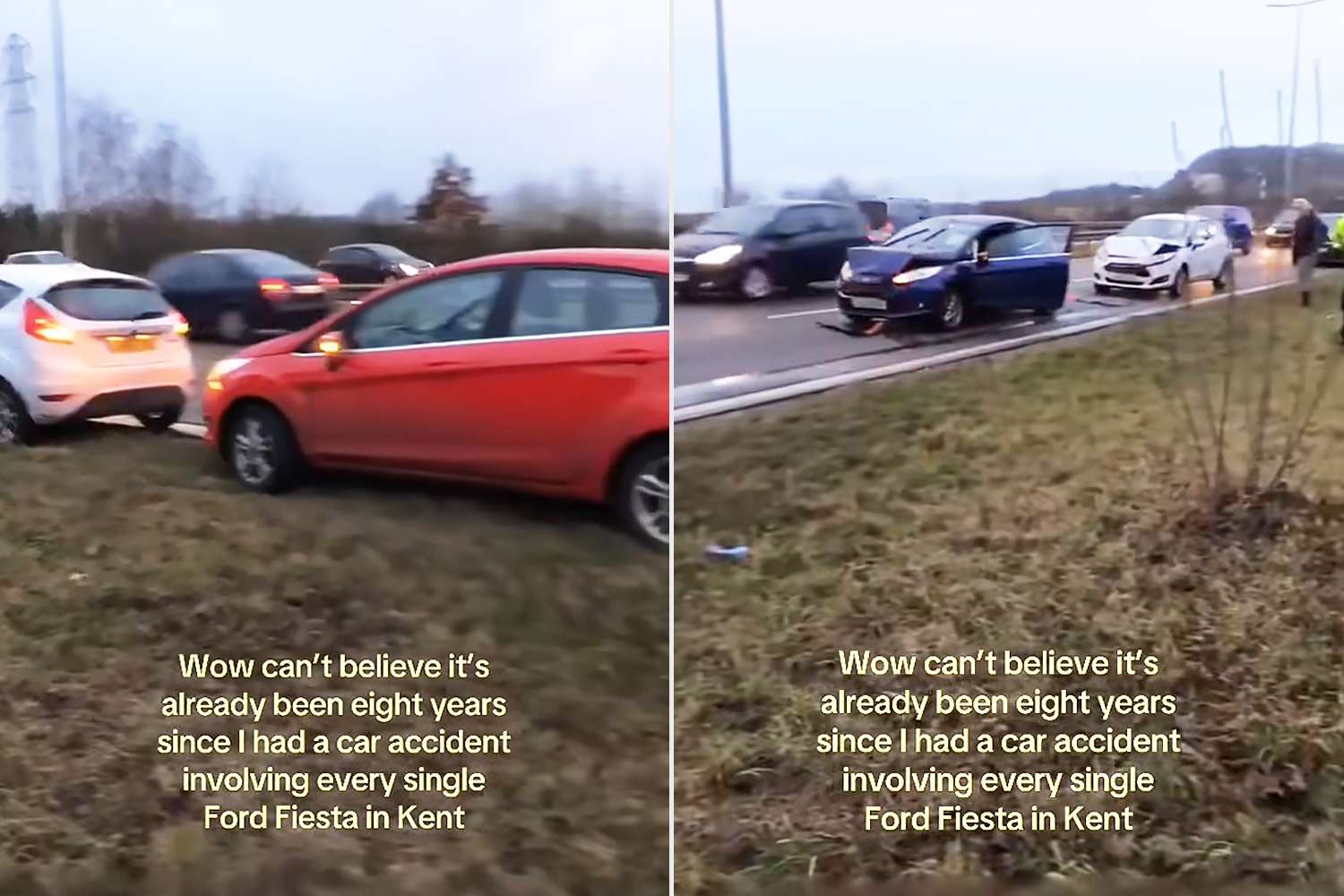 Man finds himself in 6-car accident where every car is a Ford Fiesta ...