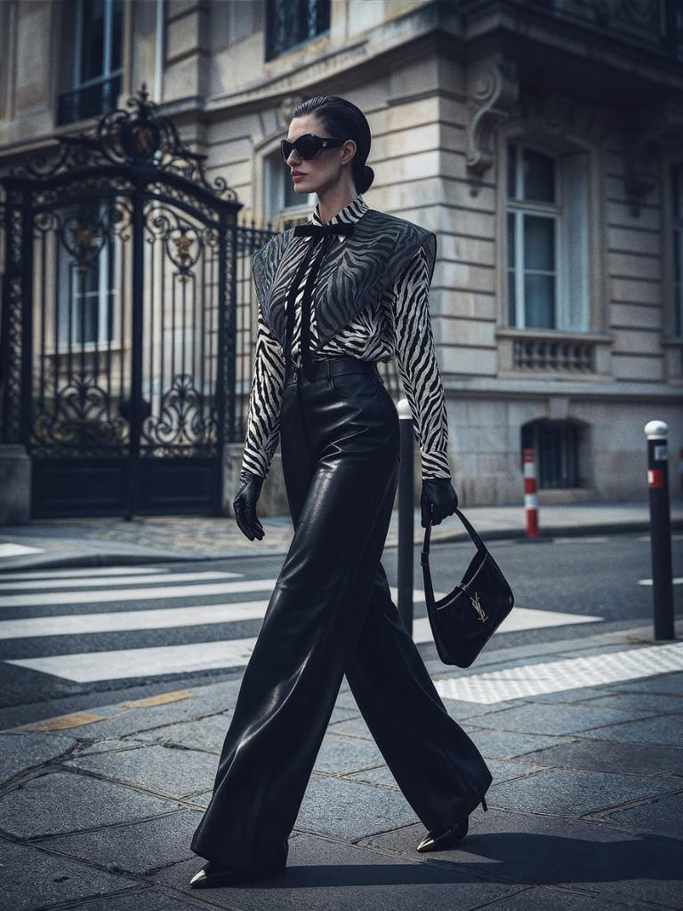 Black pants are no longer basic—and that’s the point