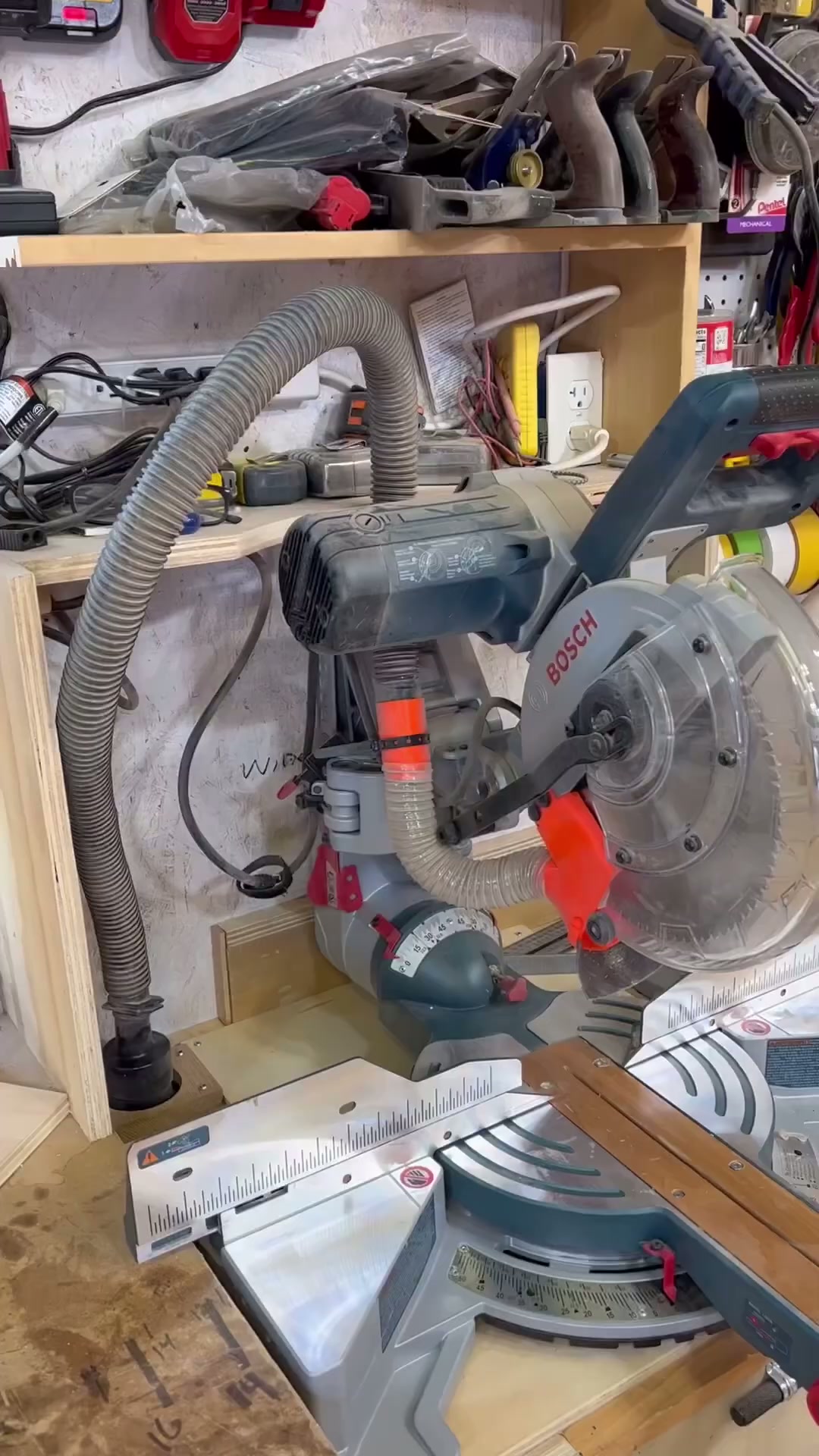 Miter saw dust collection front port for hose management #woodshop # ...