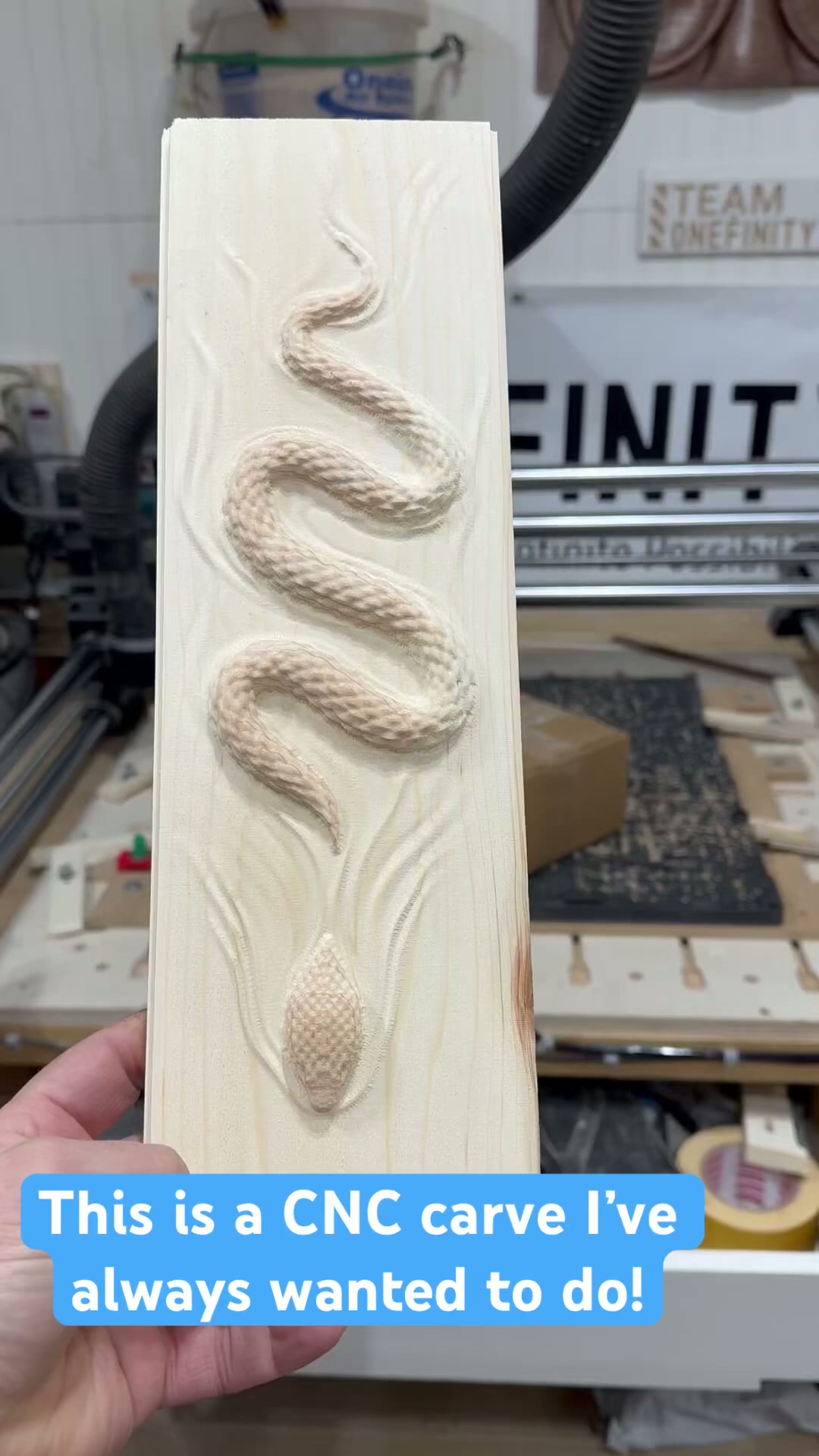 CNC 3D snake carving on the Onefinity #woodworking #cnc #snake