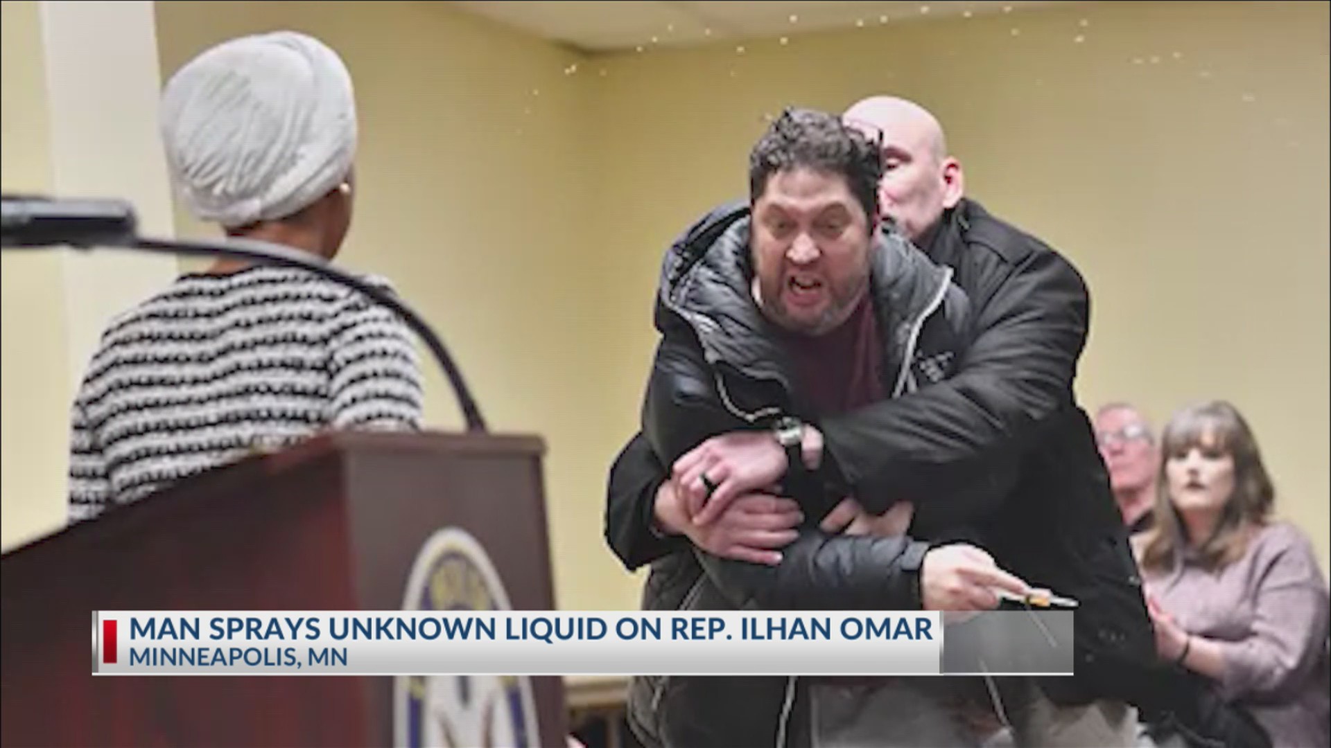 Man sprays unknown liquid on Rep. Ilhan Omar