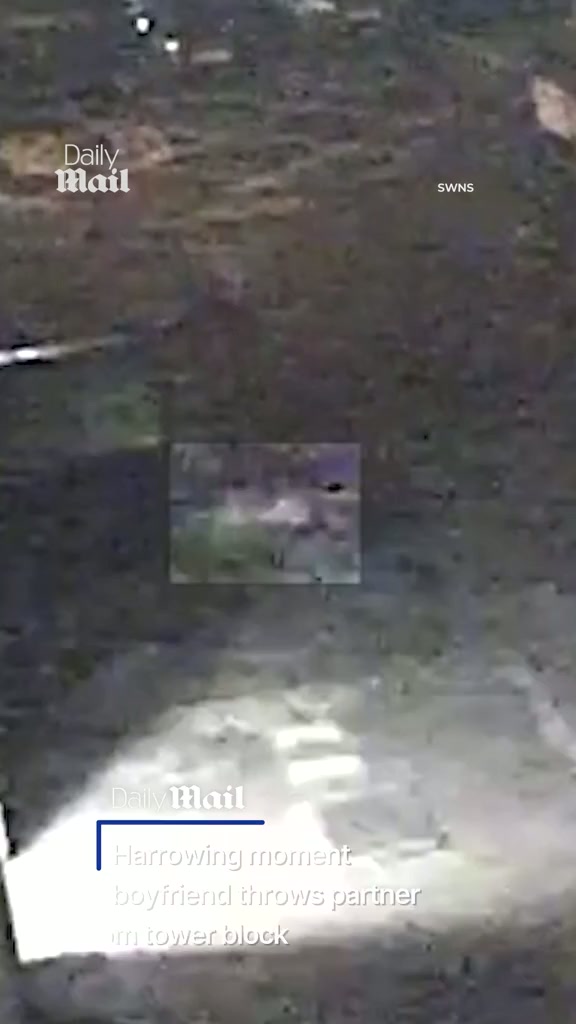 Moment girl falls 40ft to ground after being thrown out of window