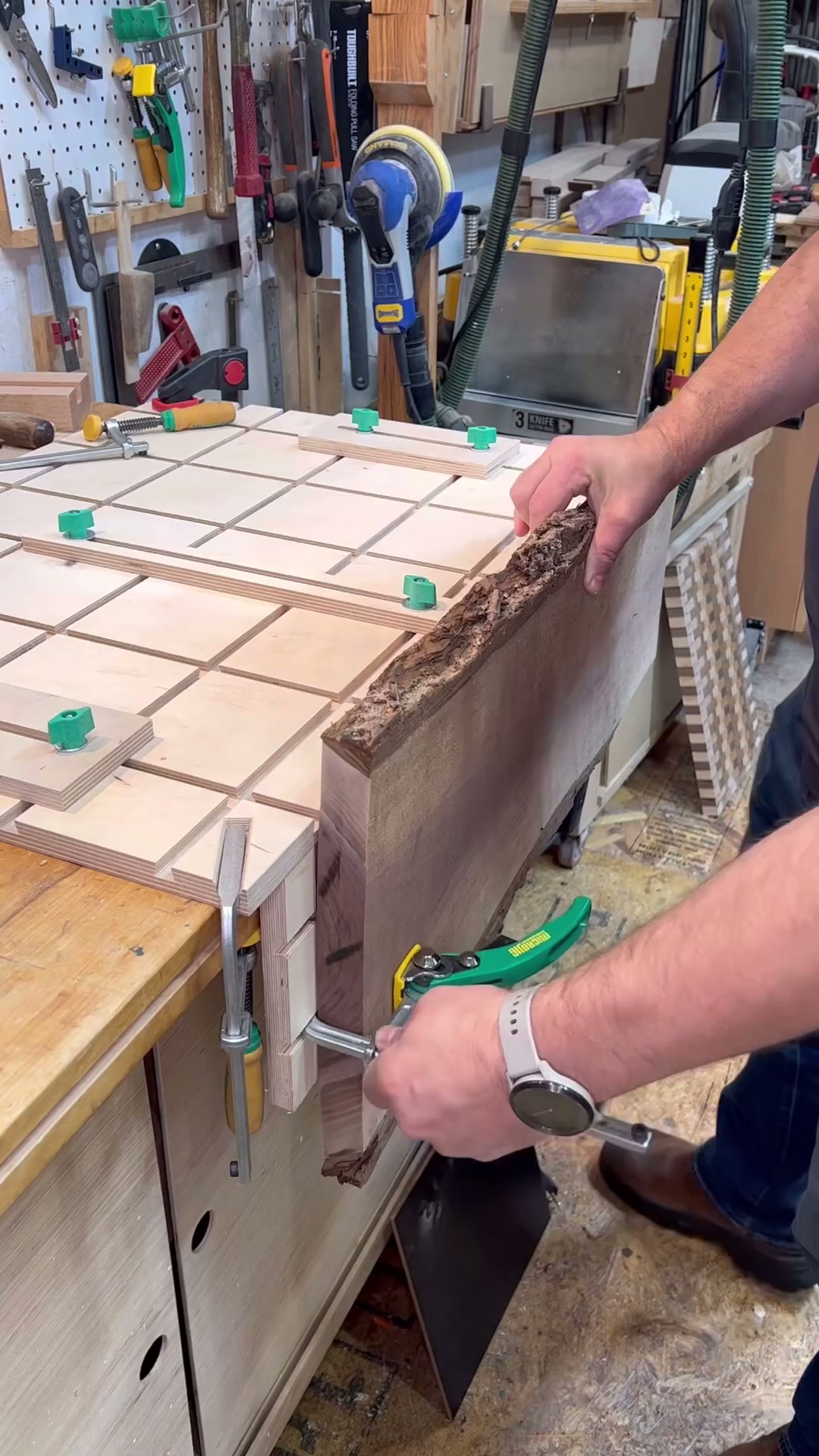 Using a draw knife with my MatchFit bench topper #woodshop #tools # ...