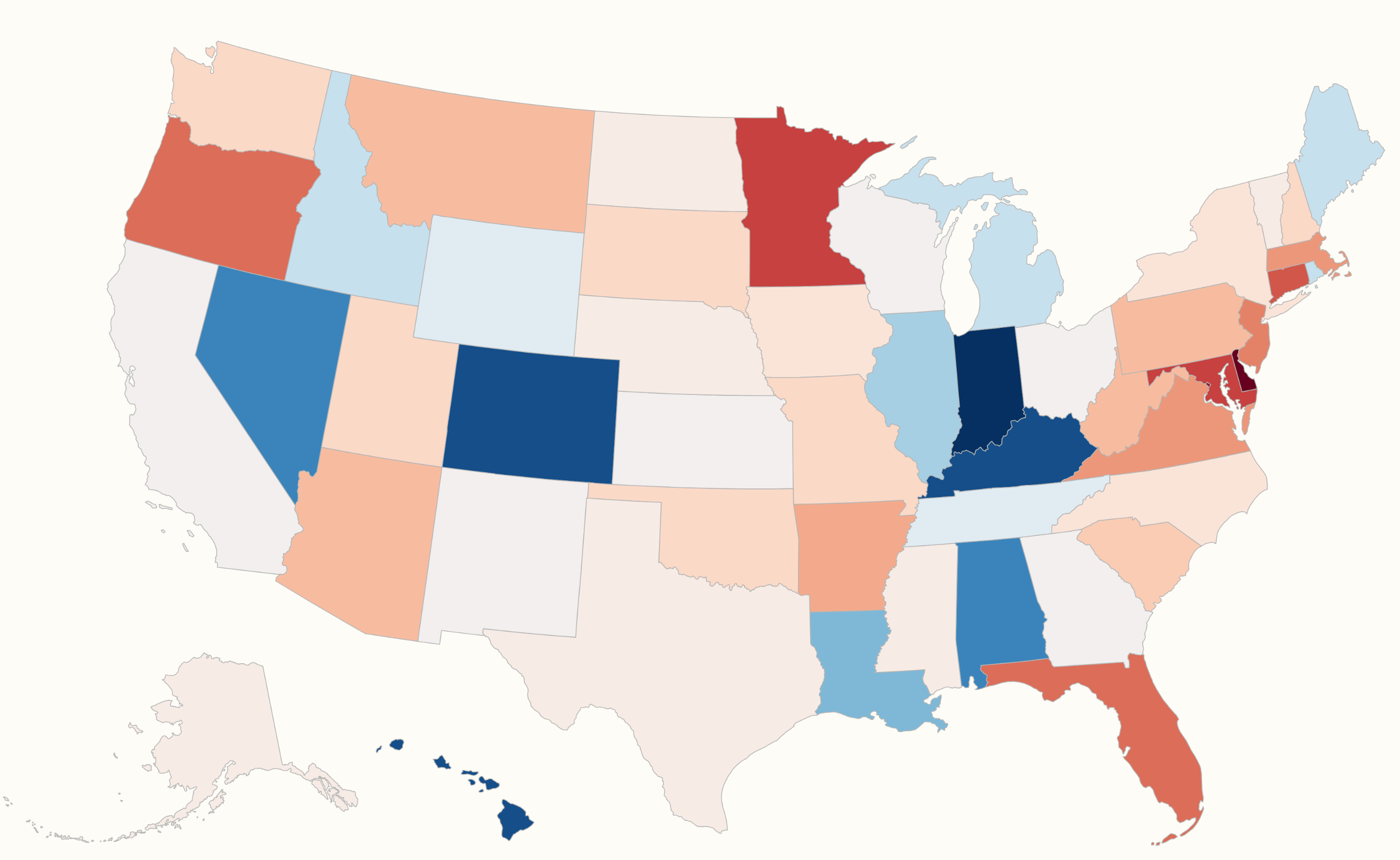 Map shows where unemployment is rising and falling in the US